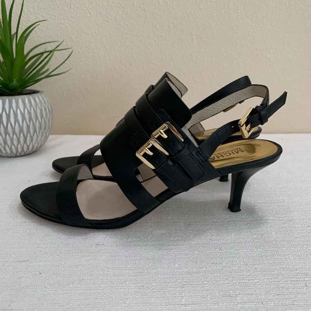 Michael Michael Kors Melanie Black Leather Gold Buckl… - Gem